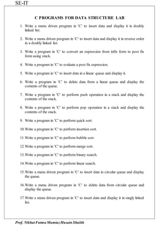 Data structure list of programs | DOCX