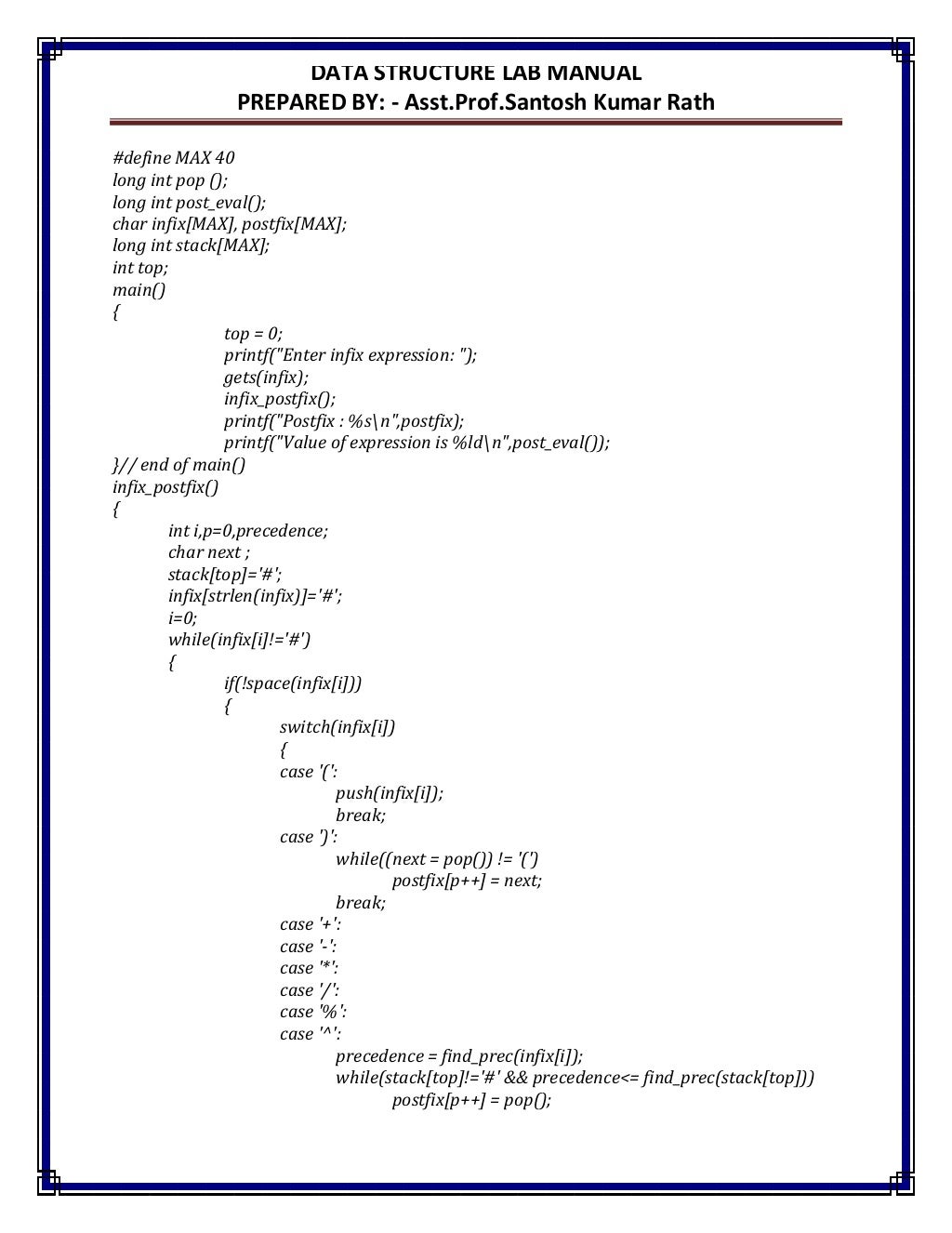 Data Structure New Lab Manual