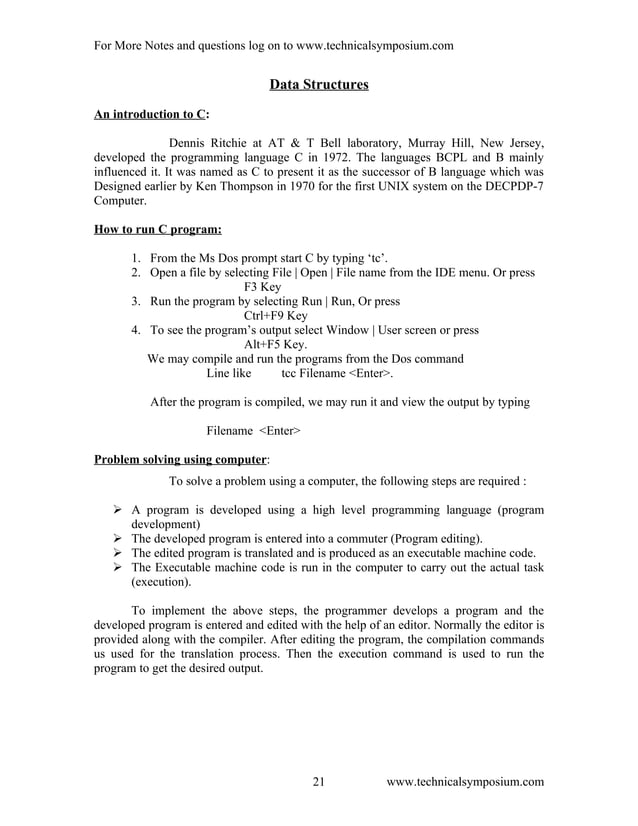 Datastructure notes | DOC