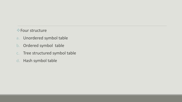 data structure of symbol table.pptx | Programming Languages | Computing