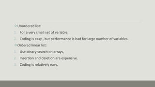 data structure of symbol table.pptx | Programming Languages | Computing