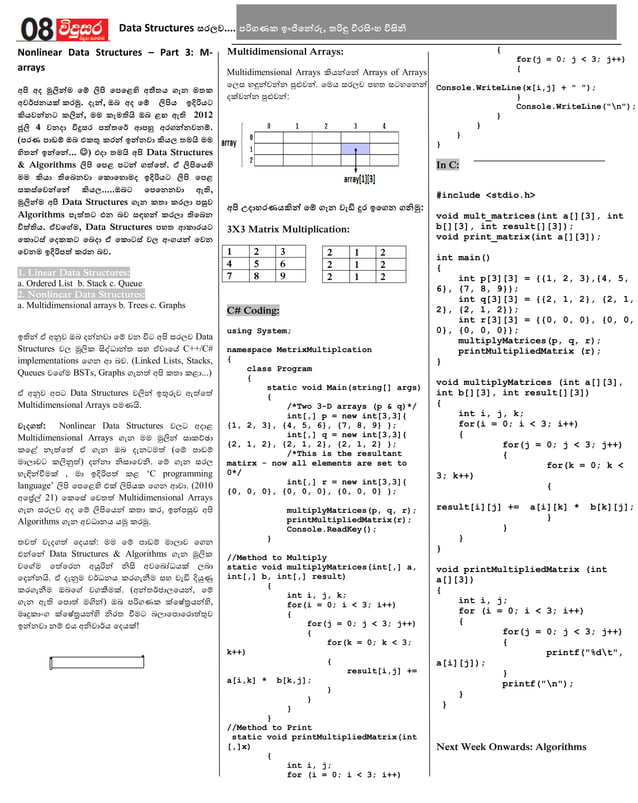 Data Structures And Algorithms In Sinhala