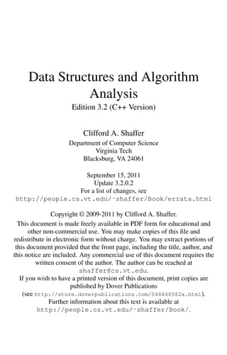 Data Structures And Algorithm Analysis In C 3rd Edition By Dr Clifford A Shaffer Pdf