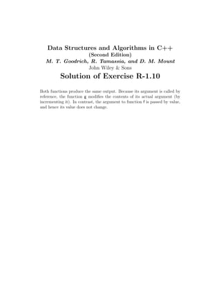 Solutions for Exercises – Data Structures and Algorithms in C++ (2nd ...