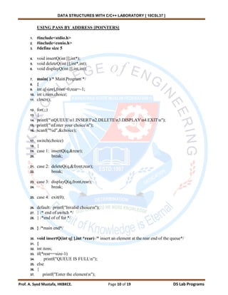 Data structures lab c programs | PDF