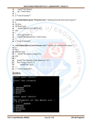 Data structures lab c programs | PDF