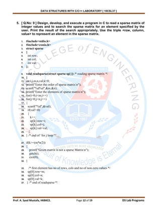 Data structures lab c programs | PDF