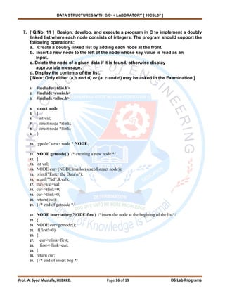 Data structures lab c programs | PDF