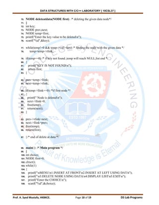 Data structures lab c programs | PDF