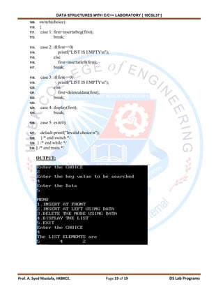 Data structures lab c programs | PDF