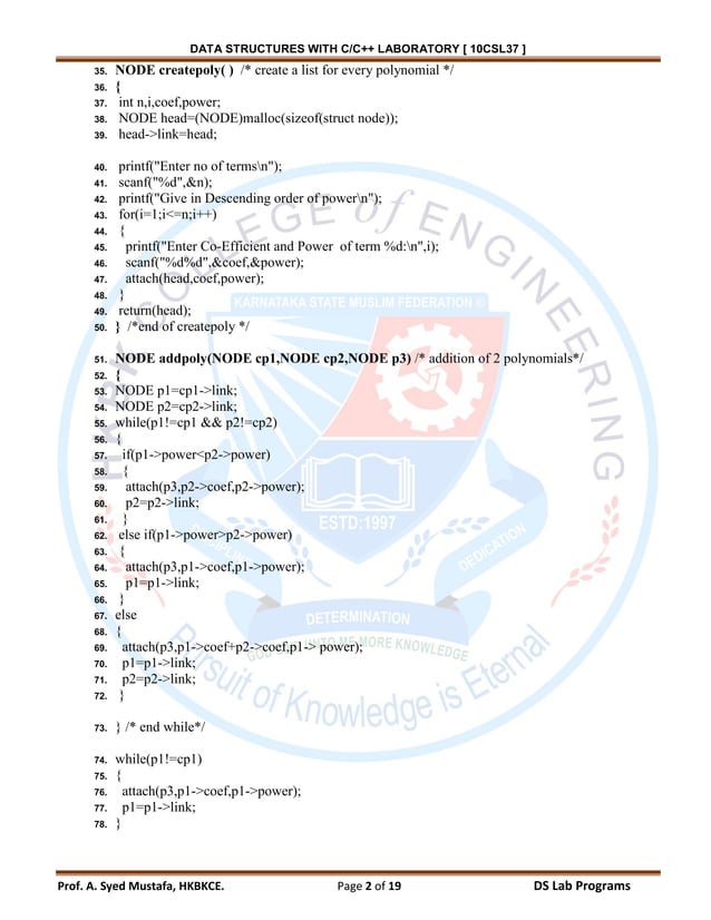 Data structures lab c programs | PDF | Education