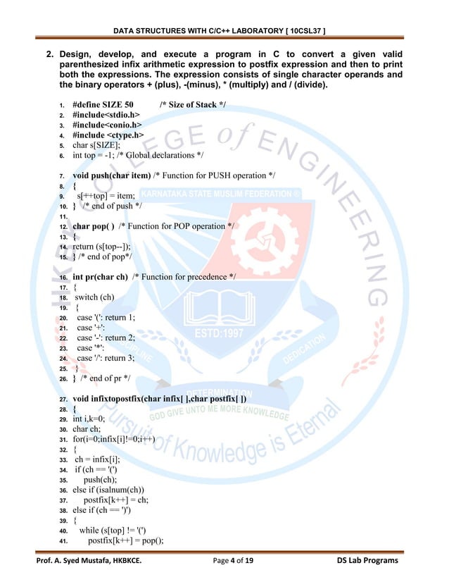 Data structures lab c programs | PDF | Education