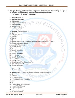 Data structures lab c programs | PDF
