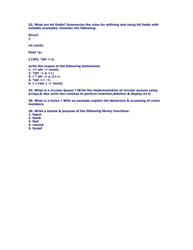 Data structures question paper anna university | DOC | Programming ...
