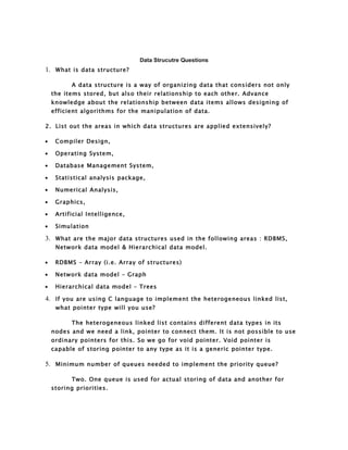 Data structures question paper anna university | DOC