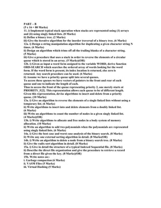 Data structures question paper anna university | DOC