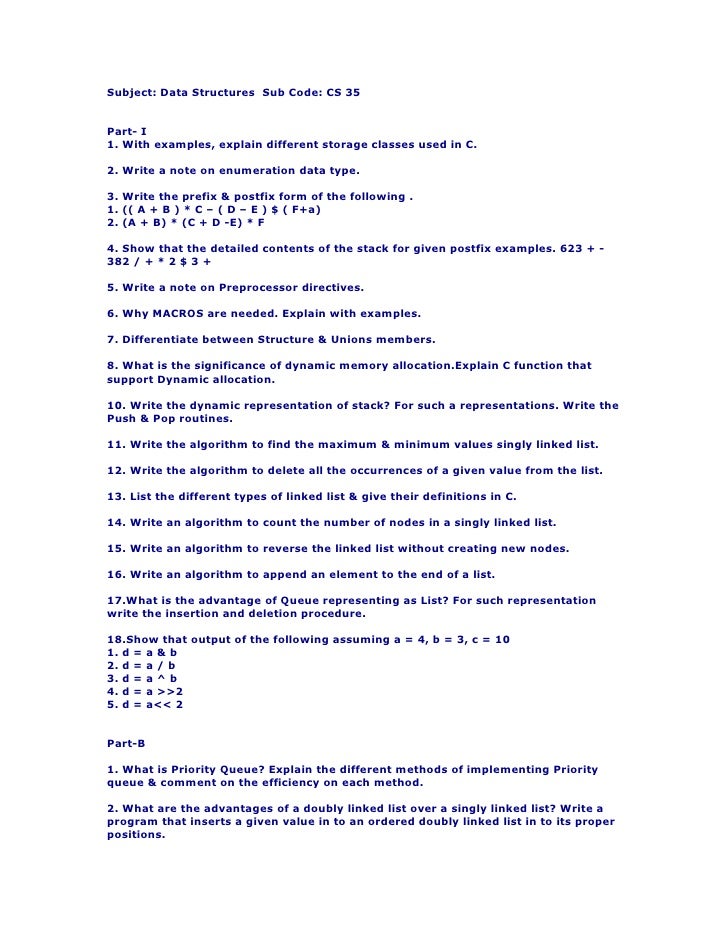 Data Structures Question Paper Anna University