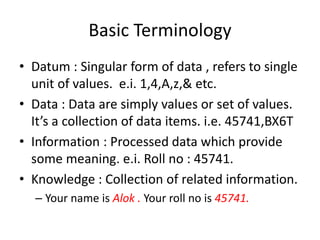 Data structure unitfirst part1 | PPTX