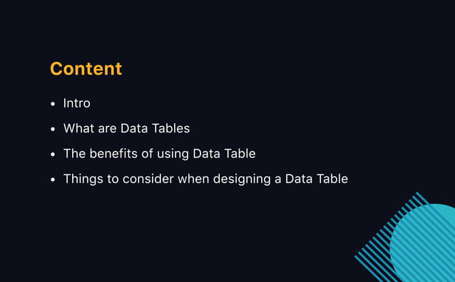 Data table slides | PPT