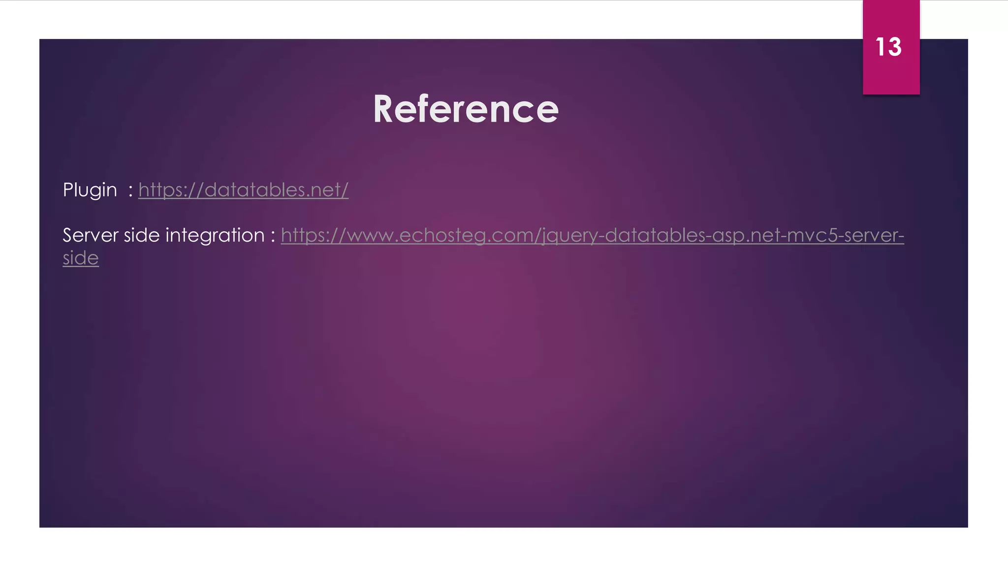 Data tables table plug in for jquery | PPTX