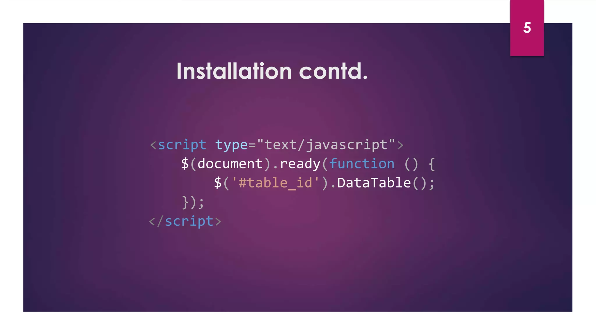 Data tables table plug in for jquery | PPTX