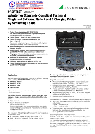 Data Teknis Gossen Metrawatt : PROFITEST EMOBILITY | PDF
