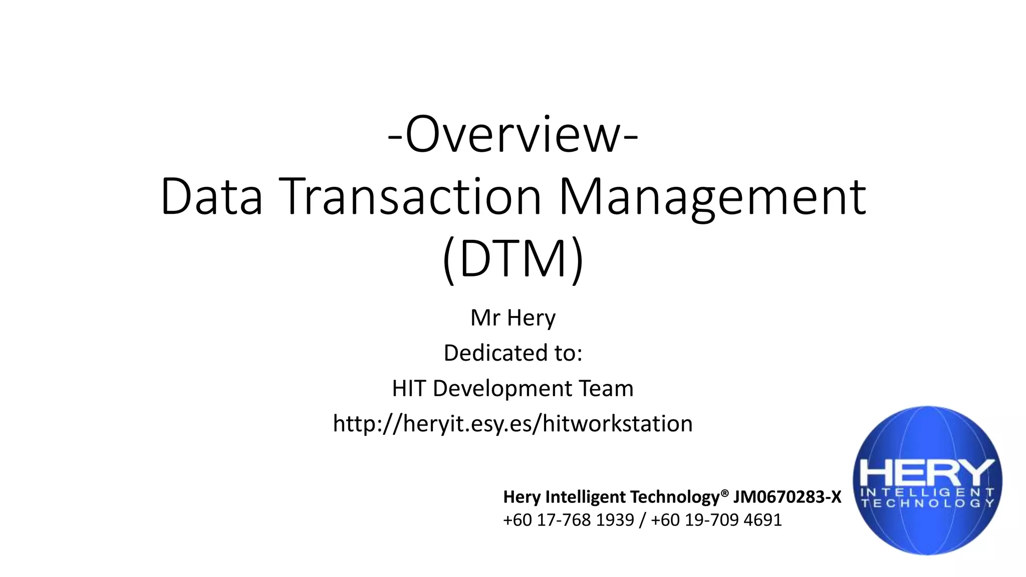 Overview to Data Transaction Management | PPT