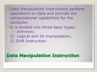 CPU Organization,Datatransfer and manipulation | PPT