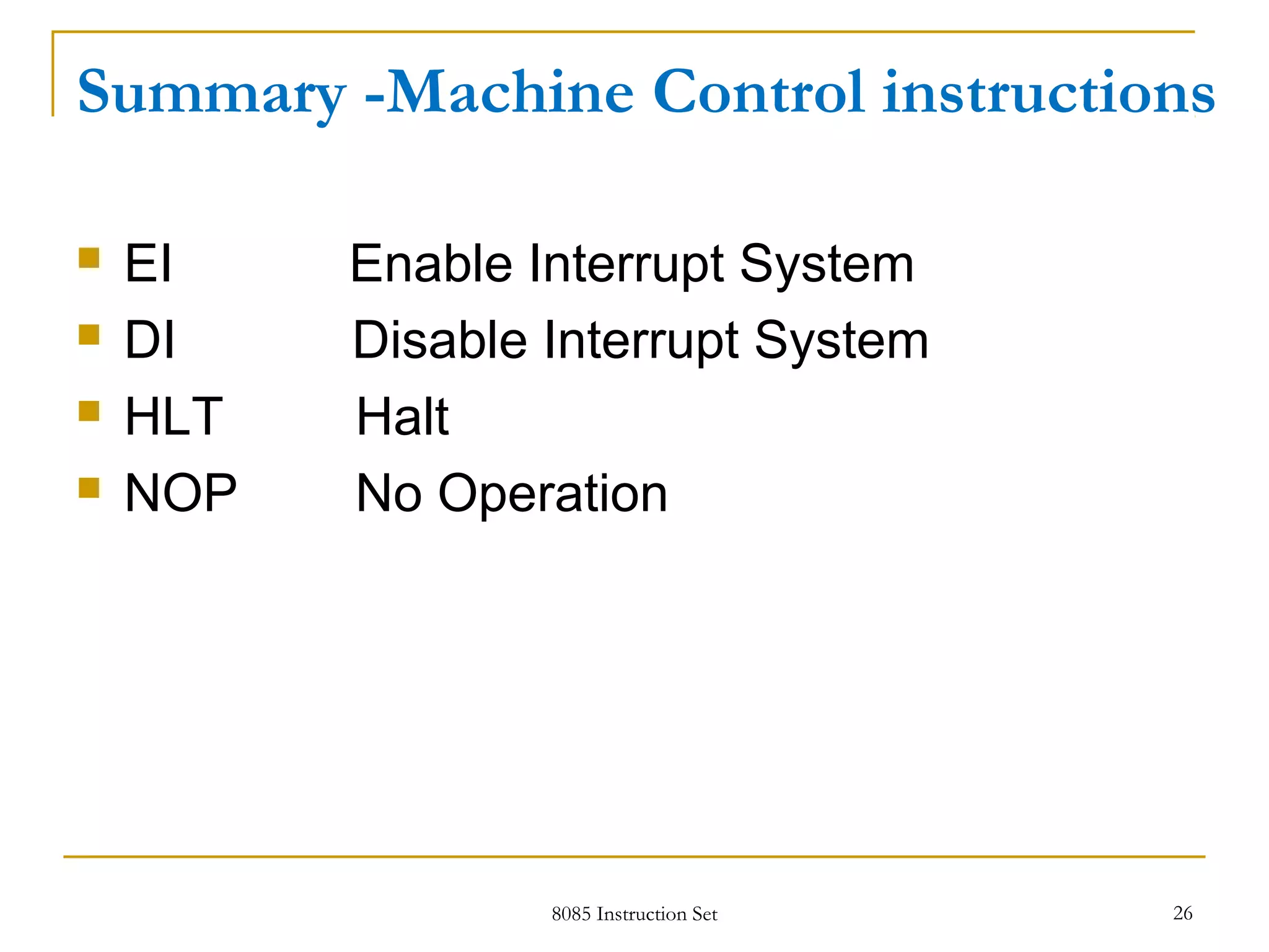 Data transfer instruction set of 8085 micro processor | PPT