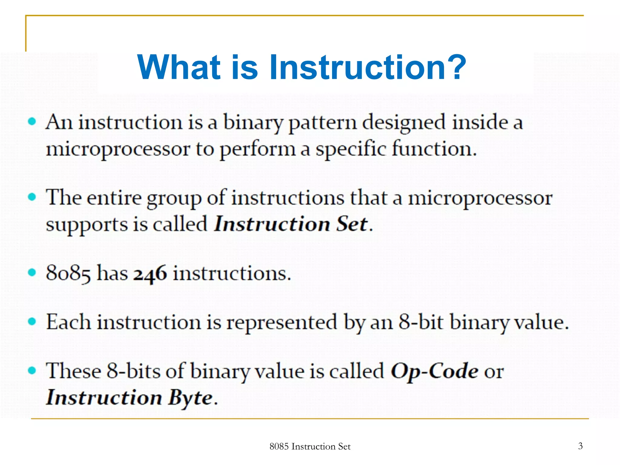 Data transfer instruction set of 8085 micro processor | PPT