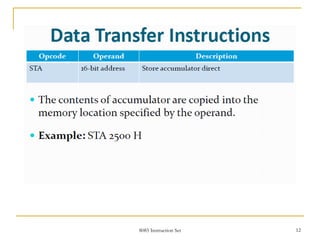 Data transfer instruction set of 8085 micro processor | PPT