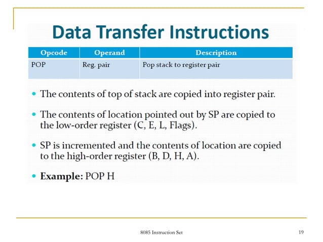 Data transfer instruction set of 8085 micro processor | PPT | Computing | Technology & Computing