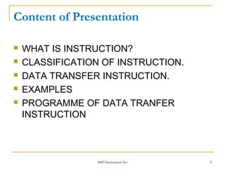 Data transfer instruction set of 8085 micro processor | PPT