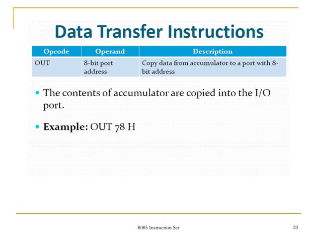Data transfer instruction set of 8085 micro processor | PPT | Computing ...
