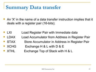Data transfer instruction set of 8085 micro processor | PPT