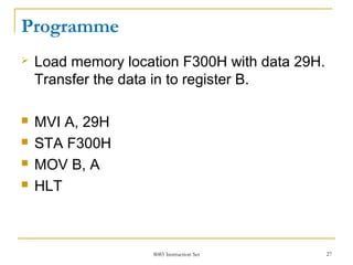 Data transfer instruction set of 8085 micro processor | PPT