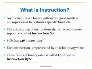Data transfer instruction set of 8085 micro processor | PPT