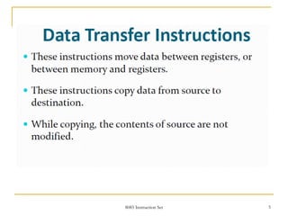Data transfer instruction set of 8085 micro processor | PPT