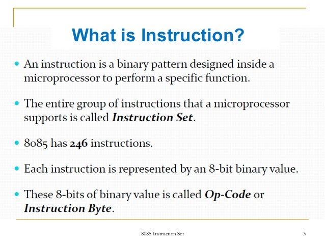 Data transfer instruction set of 8085 micro processor