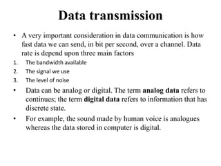 Data transmission rate and bandwidth | PPTX