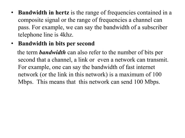 Data transmission rate and bandwidth | PPTX
