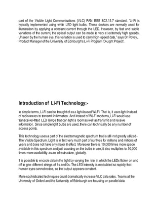 Data transmission through lifi technology | DOCX | Computer Networking ...
