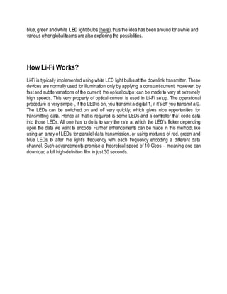 Data transmission through lifi technology | DOCX | Computer Networking ...