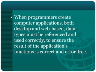 Computer data type and Terminologies | PPT