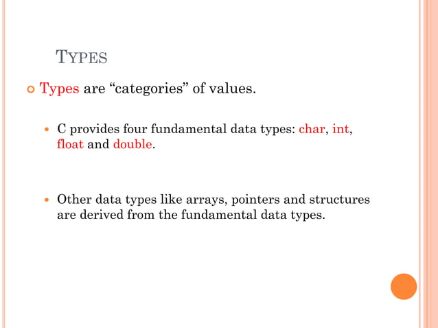 Control Flow Statements and Datatypes in C | PPT
