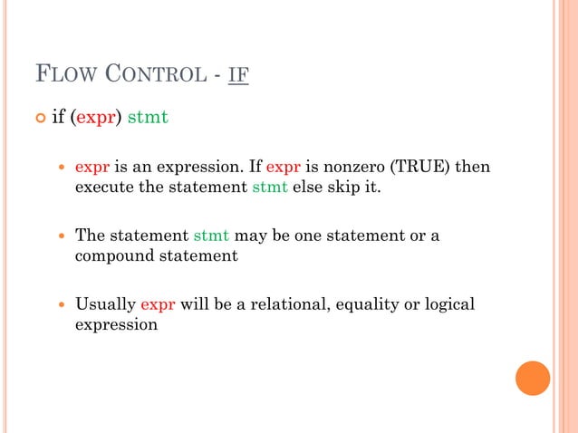 Control Flow Statements and Datatypes in C | PPT