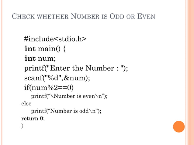 Control Flow Statements and Datatypes in C | PPT