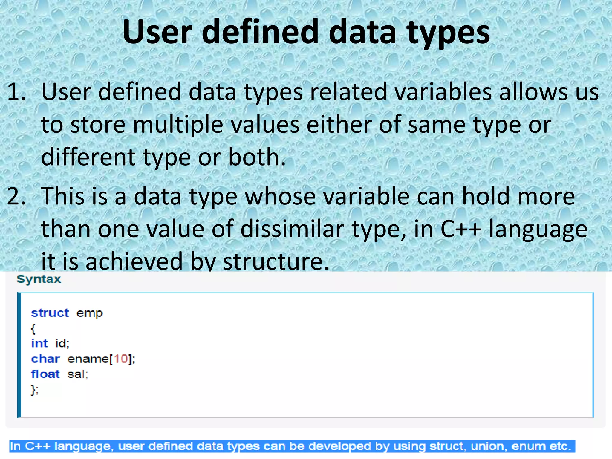 Datatype in c++ unit 3 -topic 2 | PPT