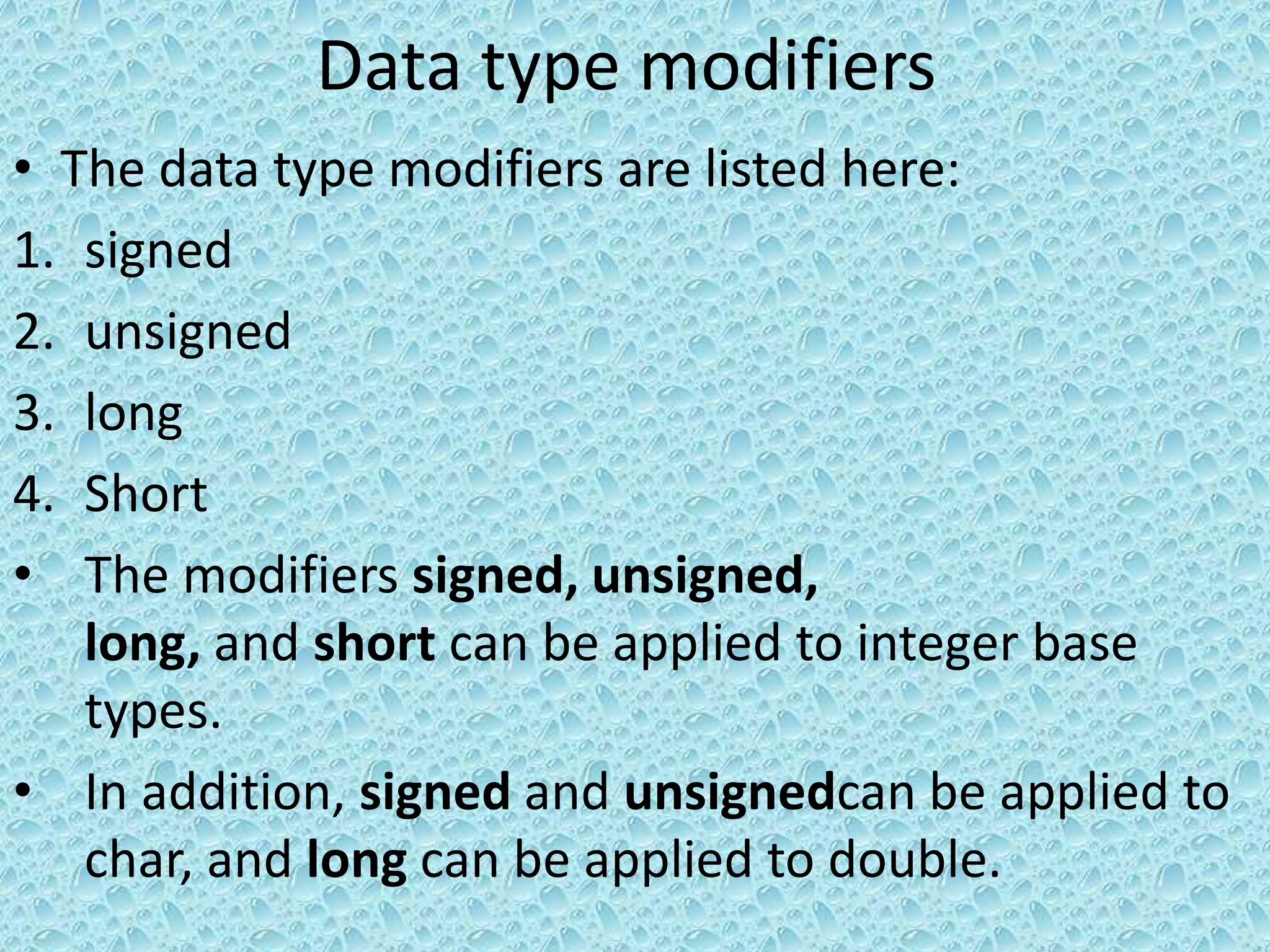 Datatype in c++ unit 3 -topic 2 | PPT