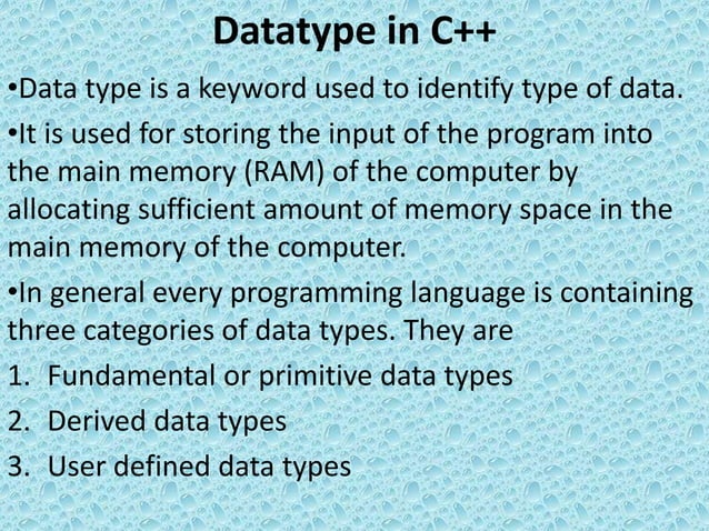 Datatype in c++ unit 3 -topic 2 | PPT
